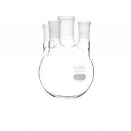 El Crisol | MATRAZ DE DESTILACIÓN DE 1L CON 4 BOCAS VERTICALES. PYREX